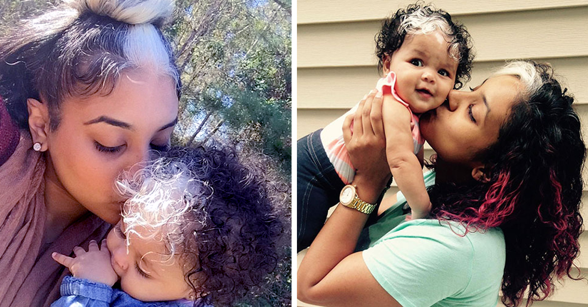 Bebé nació con mechón blanco en el pelo como el de su madre