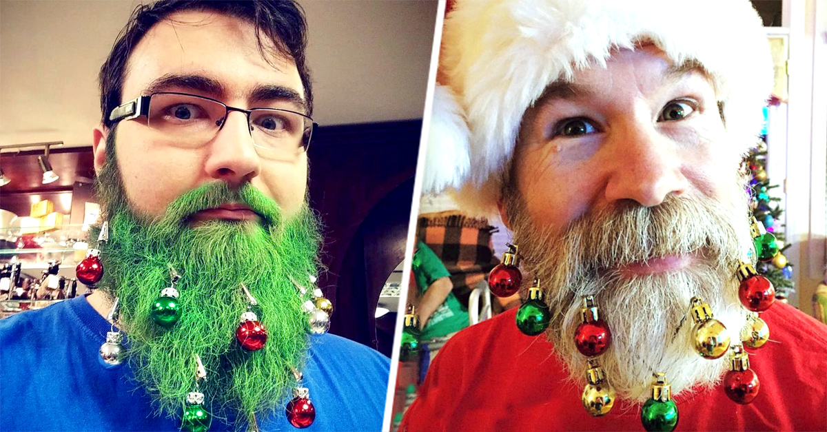 15 Fotografías de hombres con barbas decoradas navideñas