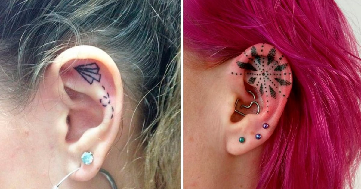 20 Geniales y discretos tatuajes en la oreja que te fascinarán