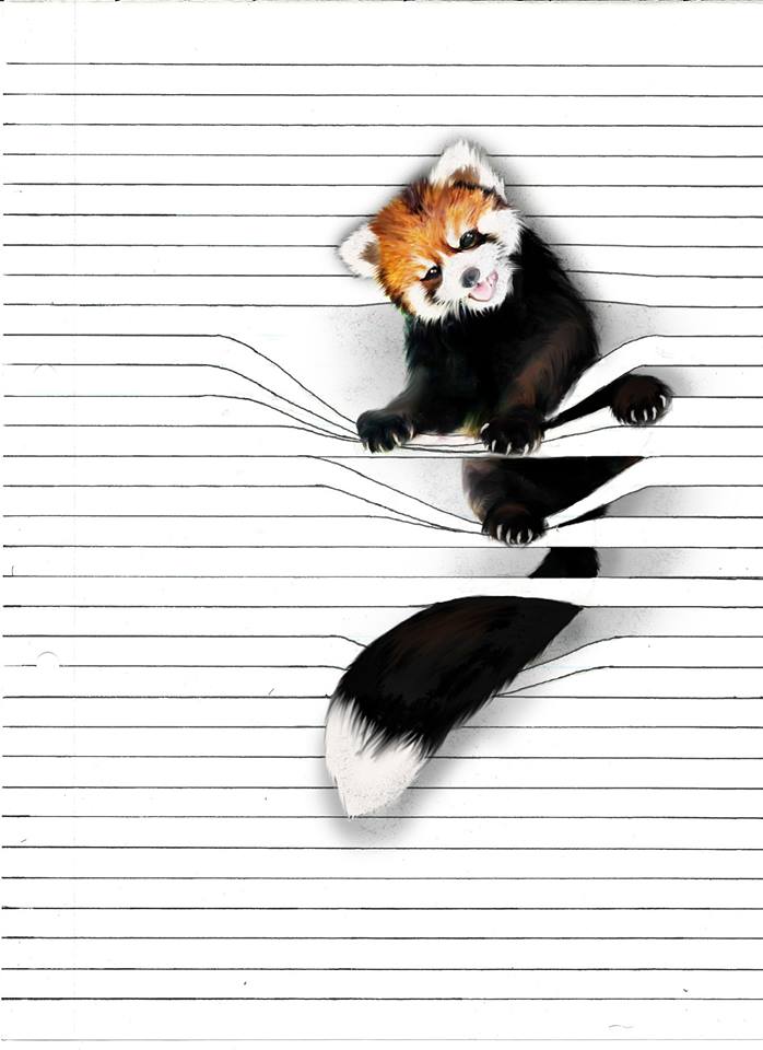 Artista crea ilustraciones de animales enredados en líneas