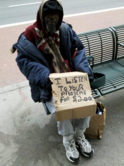 Vagabundos que no han perdido su sentido del humor.