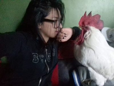 Chica muestra cómo creció su pollito de colores