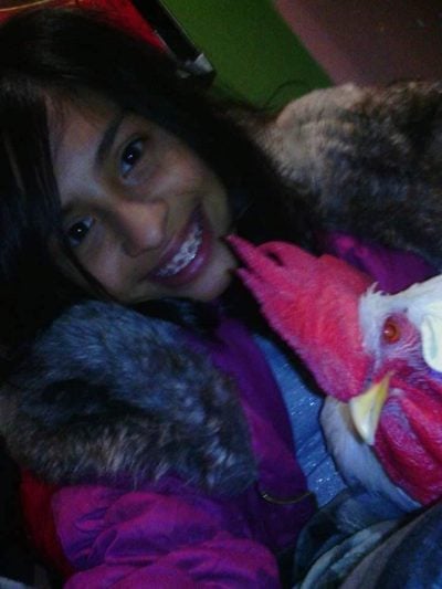 Chica muestra cómo creció su pollito de colores